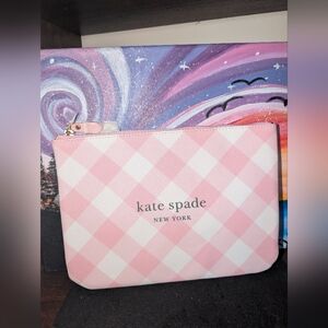 kate spade | Bags | Kate Spade Pink And White Checkered Cosmetic Bag ...